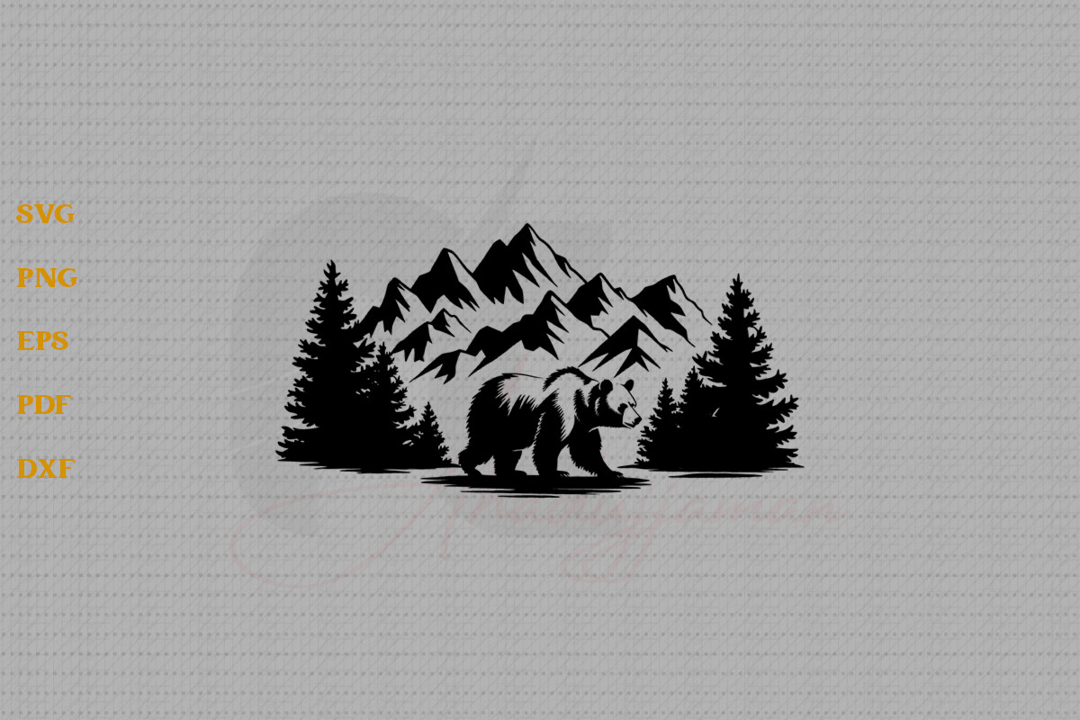 Bear Outdoor Scene SVG Bear Wildlife SVG Graphic by Craftabledesign ...