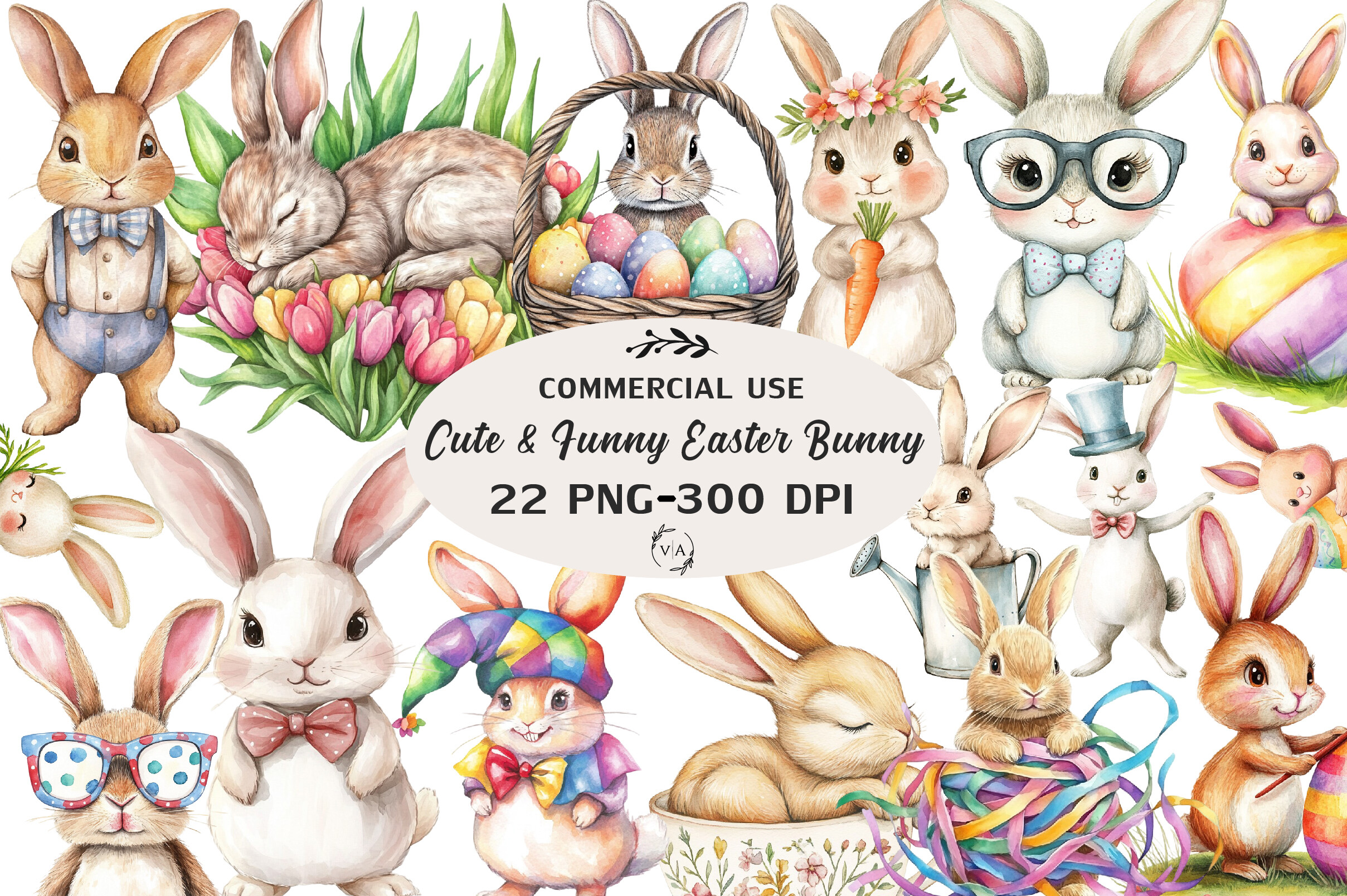 Cute & Funny Easter Bunny Clipart Graphic by CraftNest · Creative Fabrica