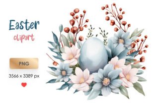 Spring Floral Easter Egg Clip Art PNG Graphic by TanyaPrintDesign ...