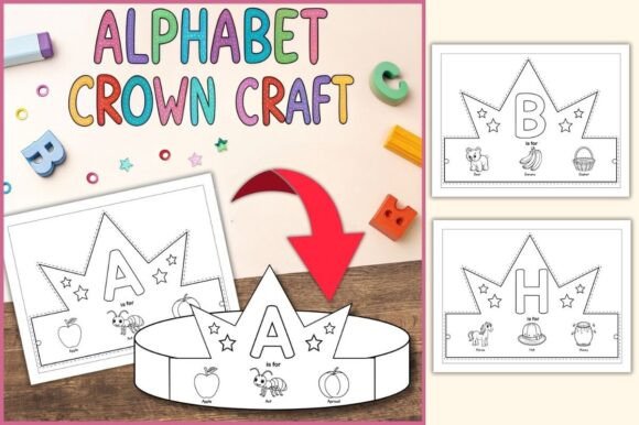 Alphabet Crown Craft Worksheet Graphic by TheStudyKits · Creative Fabrica