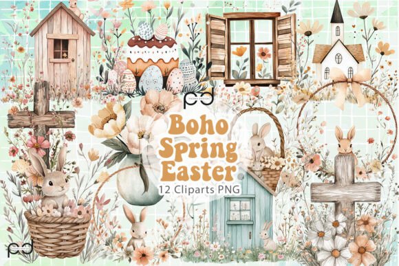 Spring Easter Watercolor Graphics Graphic by Padma.Design · Creative ...