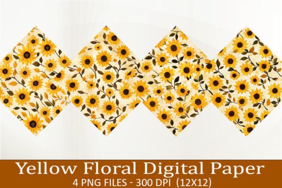40 Yellow Flower Digital Paper Designs & Graphics