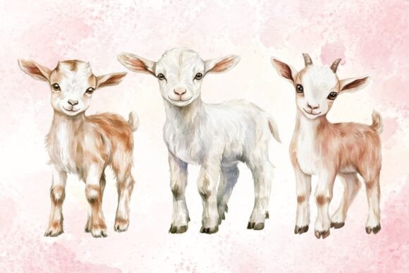 Cute Baby Goat Watercolor Sublimation Graphic by creative design studio ...
