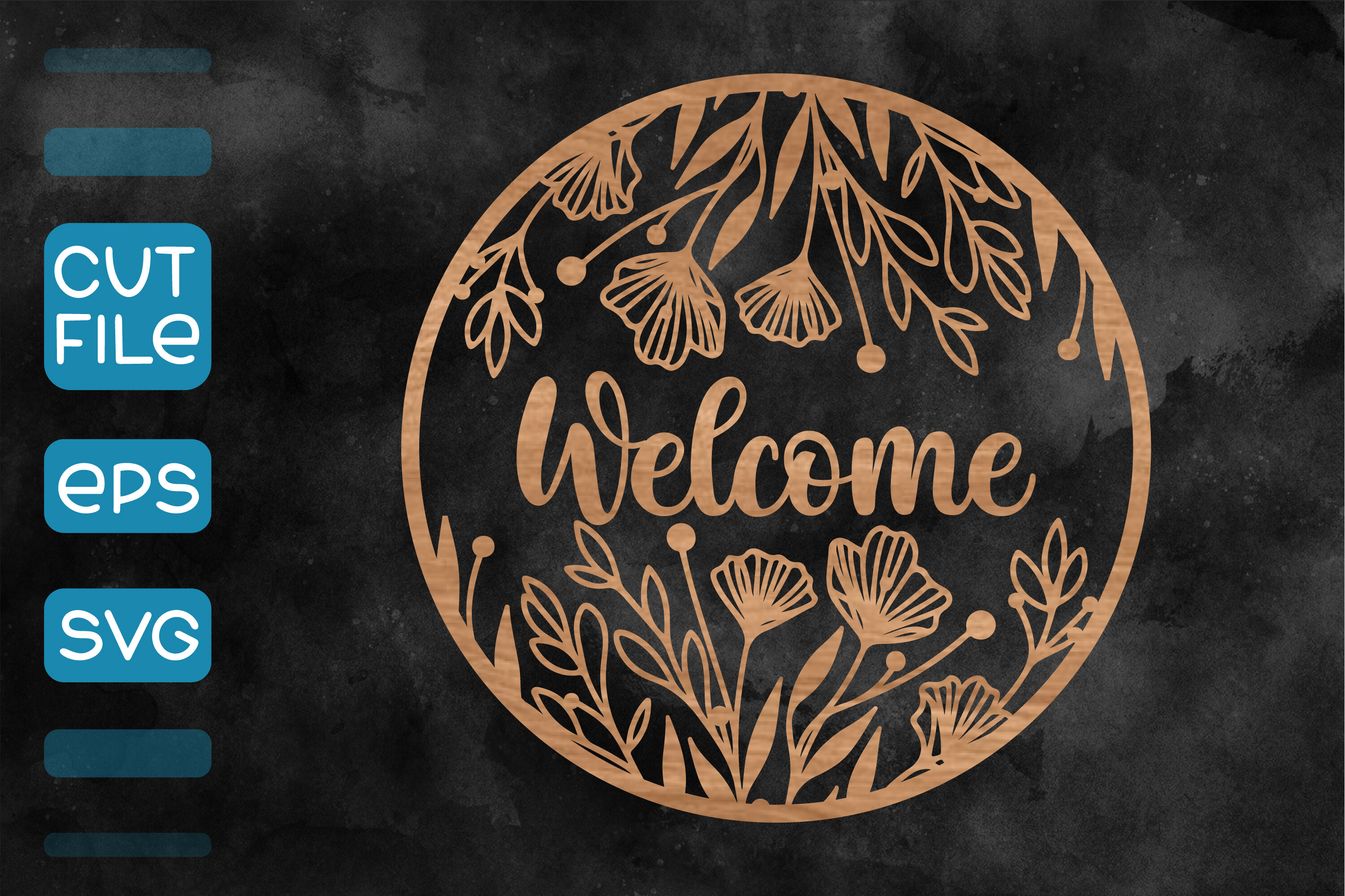 Floral Door Hanger Round Sign SVG · Creative Fabrica