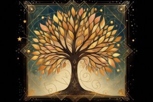 🌳 Artistic Tree with Golden Branches, a Gráfico por Creativeguru ...