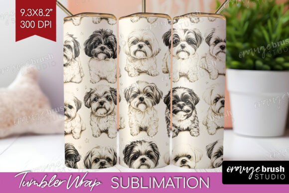 Cute Dogs Tumbler Wrap PNG Sublimation Graphic by Orange Brush Studio ...