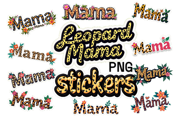 Leopard Mama Stickers: PNG Collection Graphic by malachipatzan ...