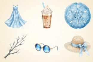Summer Neutral Blue Clipart Graphic by WatercolorArtist · Creative Fabrica