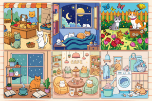Cat Moments Meow Life Coloring Pages Graphic by Musera Design ...
