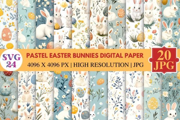 Pastel Easter Bunnies Digital Paper Graphic by SVG24 · Creative Fabrica