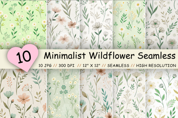 Minimalist Wildflower Seamless Pattern Graphic by Florid Printables ...