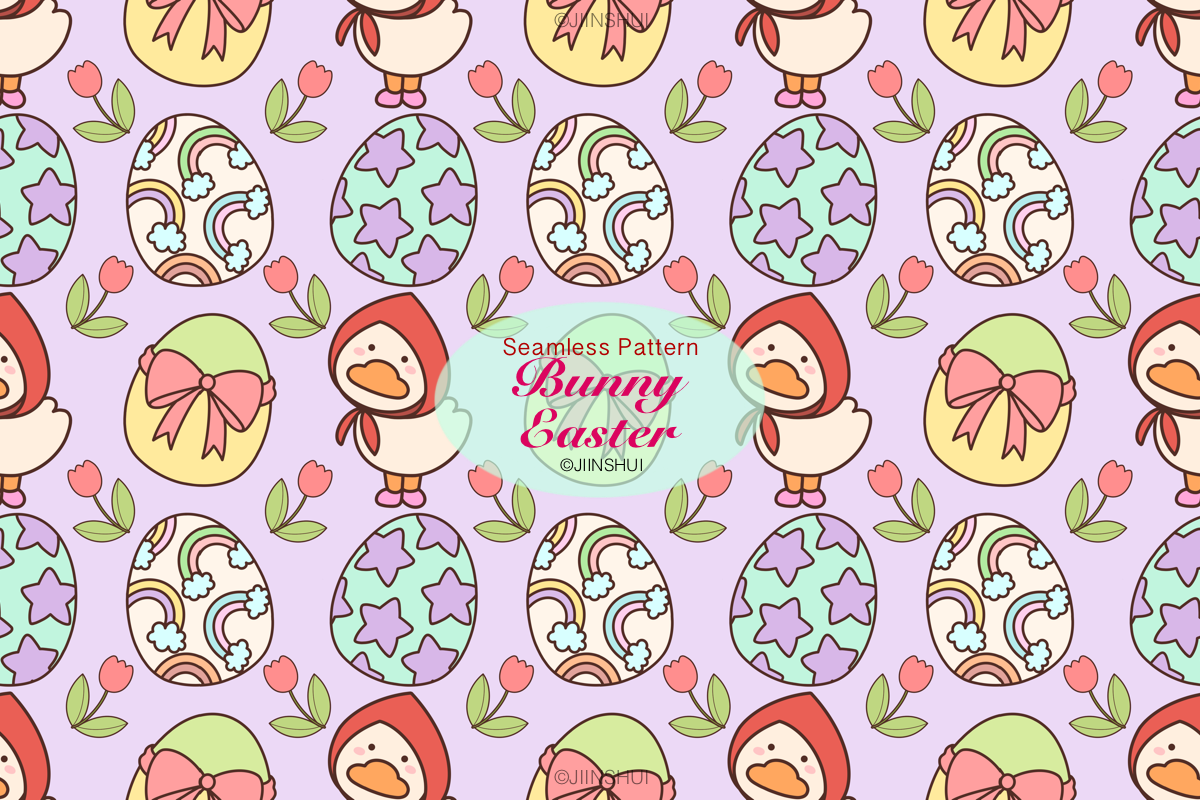 Easter Eggs Seamless Pattern, Background Graphic by jiinshui · Creative ...