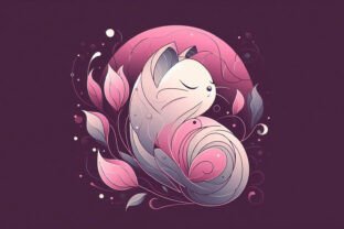 🌸 Cat with Pink Petal Swirl, Moody Afbeelding door grifvixcolor ...