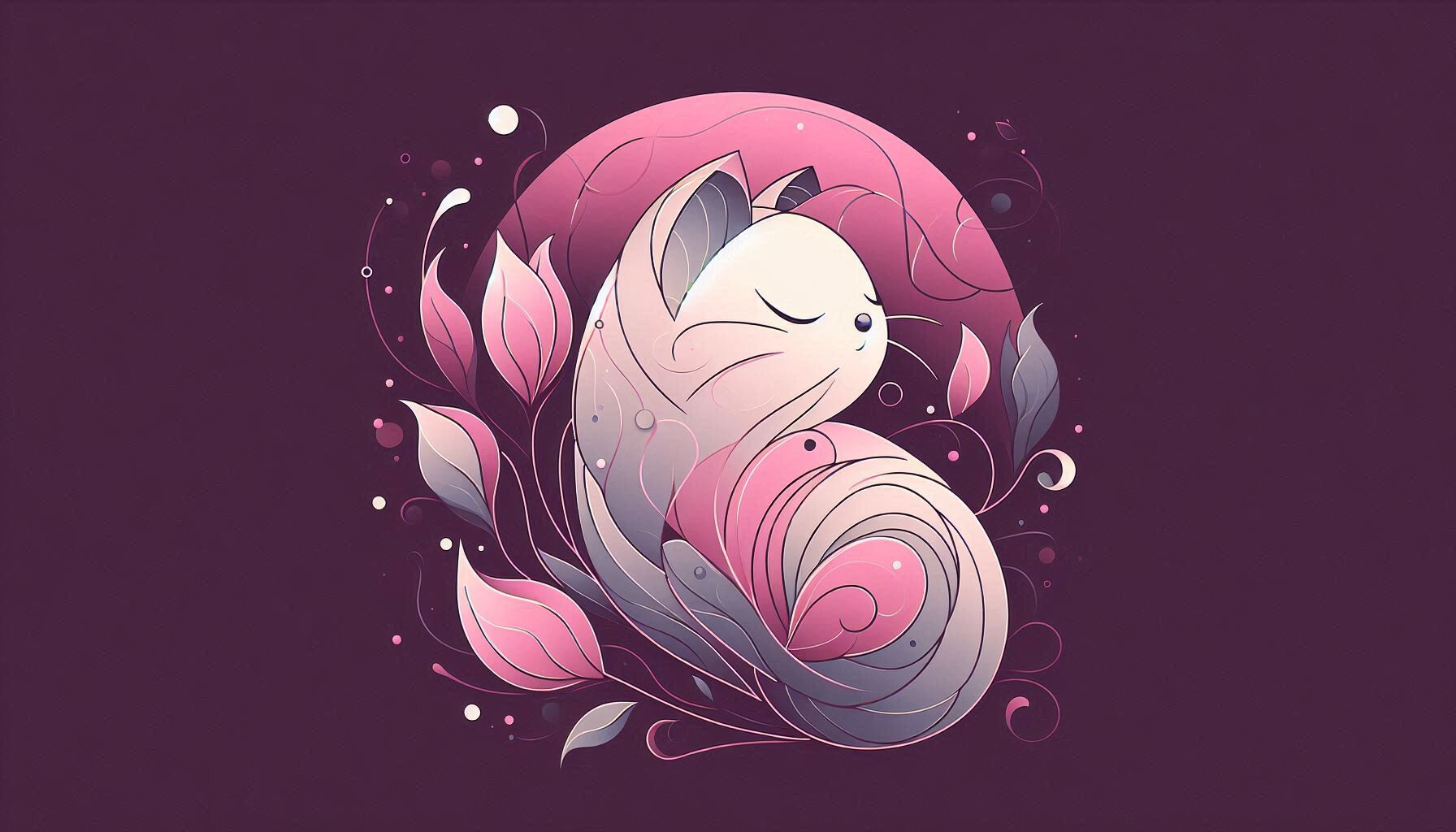 🌸 Cat with Pink Petal Swirl, Moody Afbeelding door grifvixcolor ...