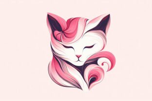 🌸 Cat with Pink Petal Swirl, Moody Afbeelding door grifvixcolor ...