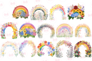Floral Spring Rainbow Clipart Graphic by Markicha Art · Creative Fabrica