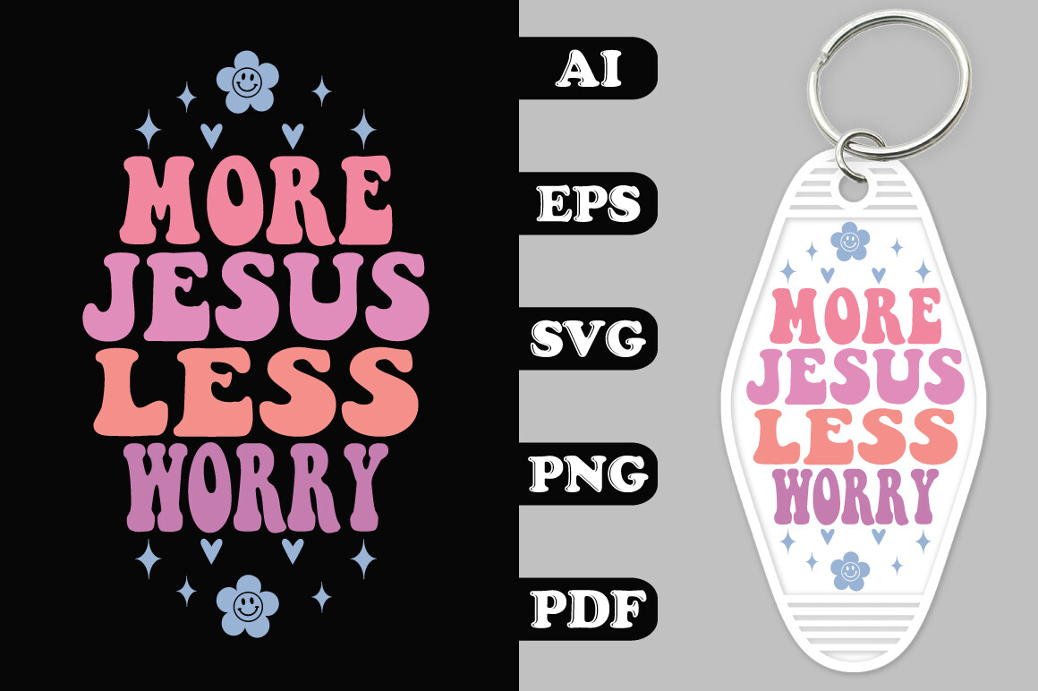 More Jesus Less Worry Groovy Key Chain S Graphic by hosneara 4767 ...