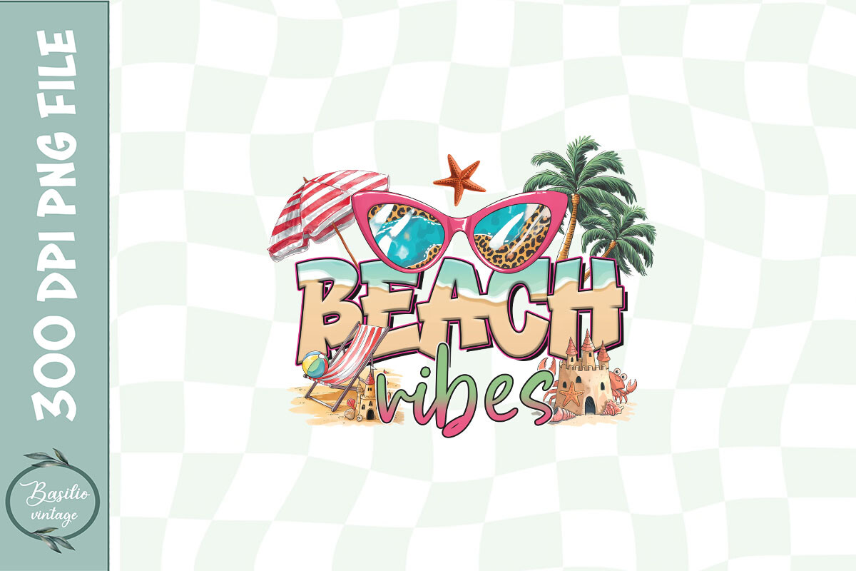 Beach Vibes Sublimation Hello Summer PNG Graphic by basilio.vintage ...