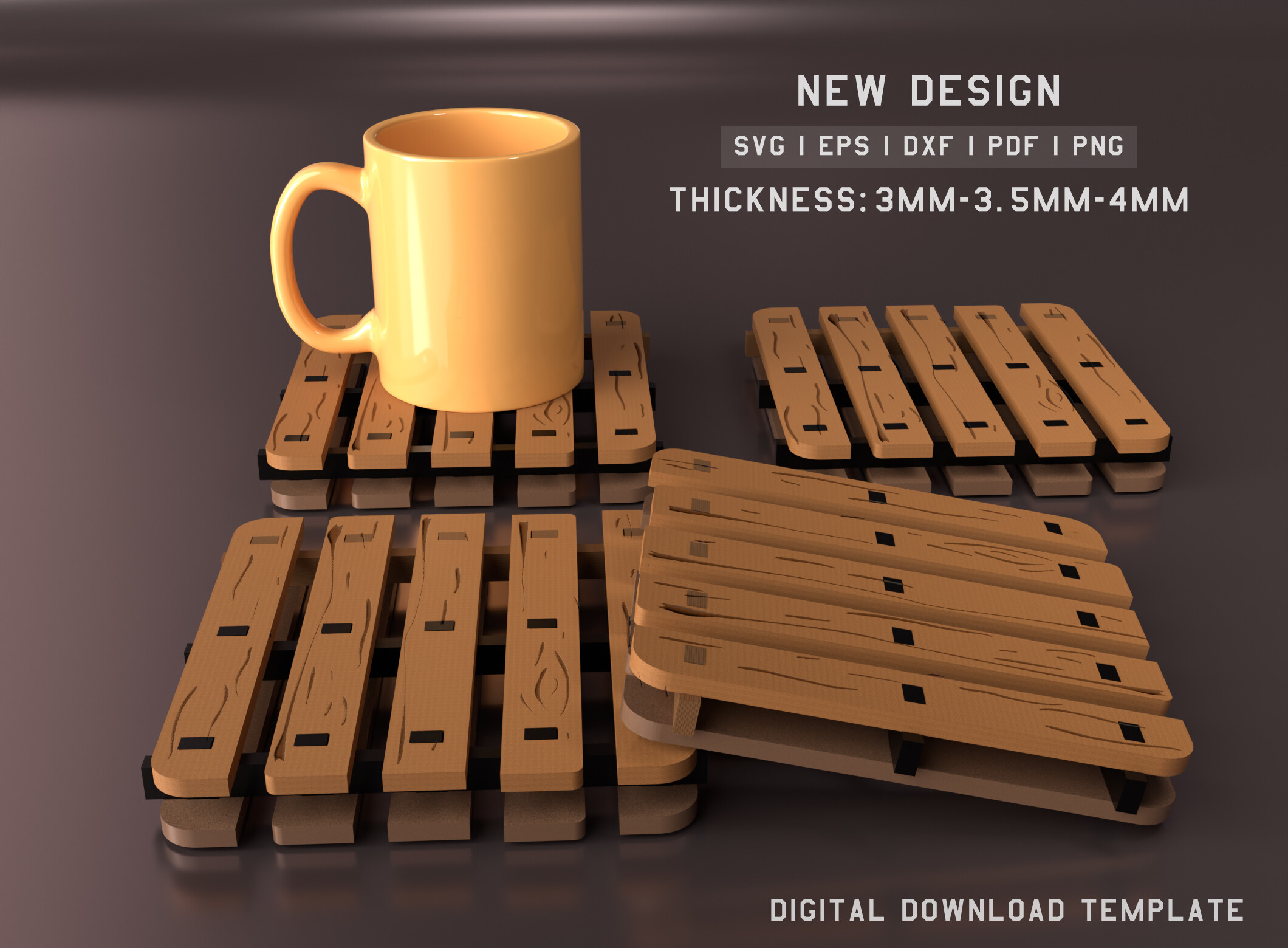 Boxed Pallet Coaster Laser Cut SVG Files Graphic by Design Crown ...