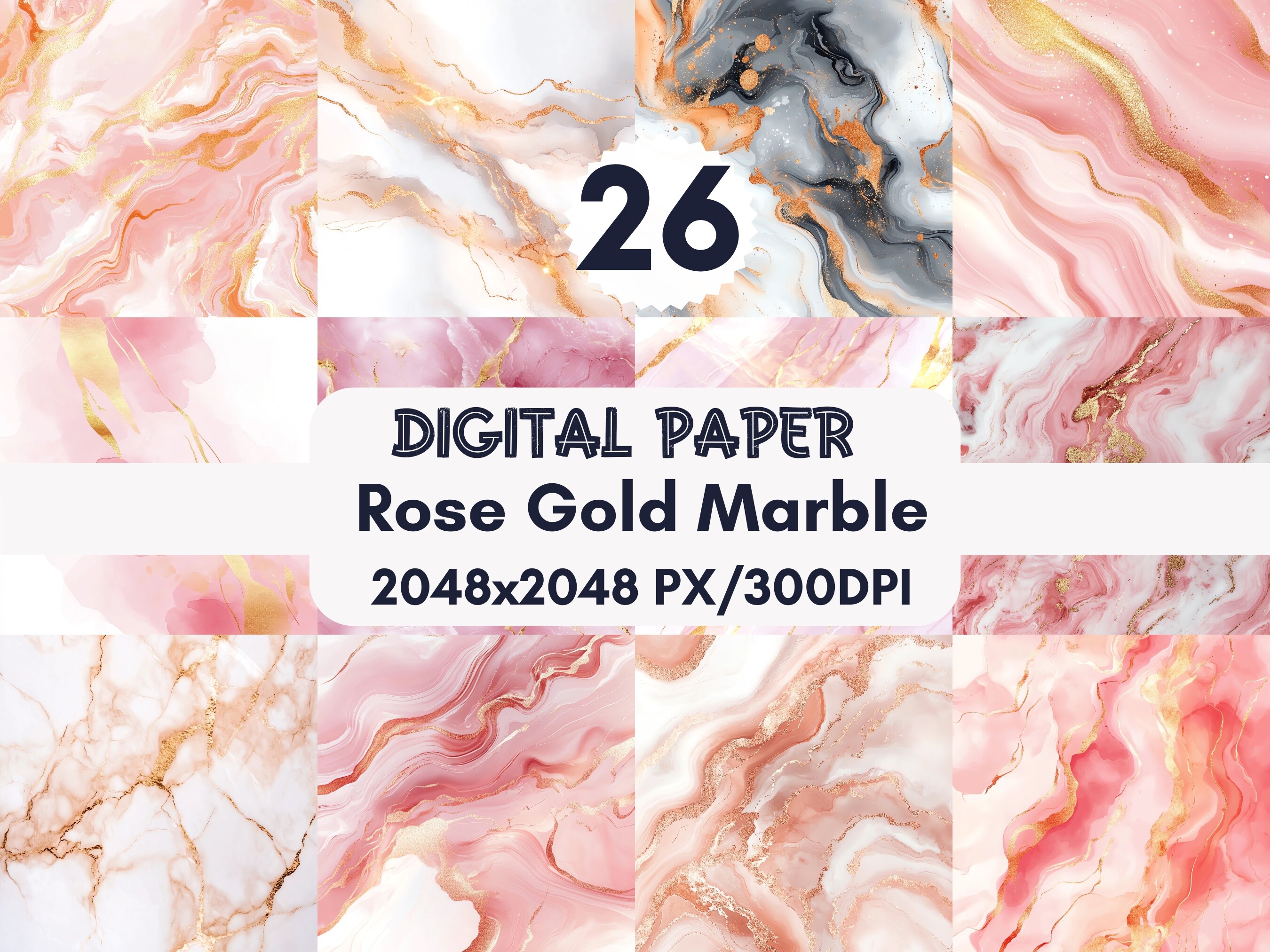 Seamless Rose Gold Marble Digital Paper Graphic by Diana Hunter ...