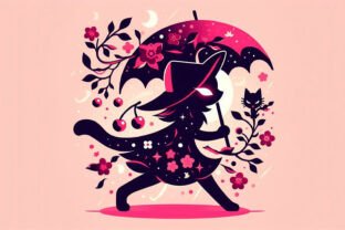 🌸 Shadow Cat in Cherry Storm, Dark Magi Gráfico por grifvixcolor ...