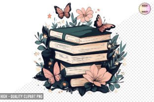 Watercolor Floral Books Clipart Bundle Graphic by SVG Print design ...