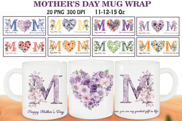 Mason Jar Flowers Mother's Day Mug Wrap Graphic by MIKU PRINT ...