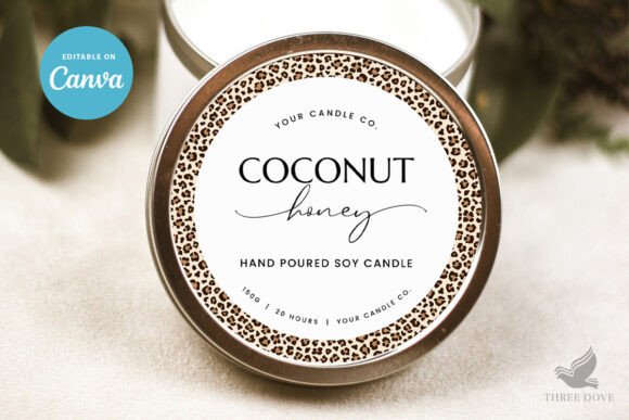 Round Leopard Candle Label Template Graphic by Three Dove · Creative ...