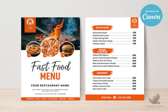 Editable Restaurant Menu Template Graphic by Three Dove · Creative Fabrica