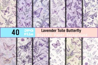 Lavender Toile Butterfly Digital Papers Graphic by Bundle · Creative ...