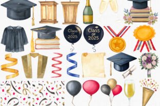 Watercolor Graduation Clipart Set Graphic by beyouenked · Creative Fabrica