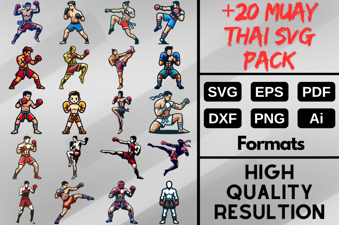 Muay Thai SVG Bundle Pack, Martial Arts Graphic by Artful Assetsy ...