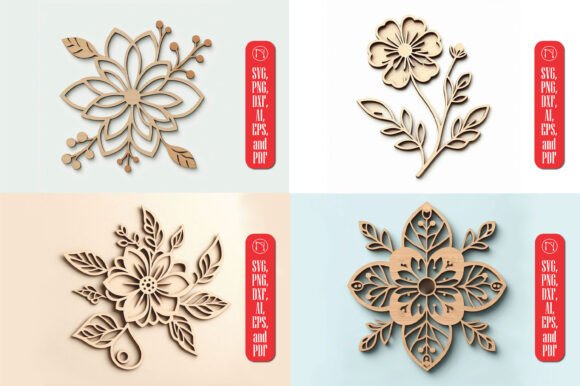 Wooden Flower Laser Cut SVG Bundle · Creative Fabrica