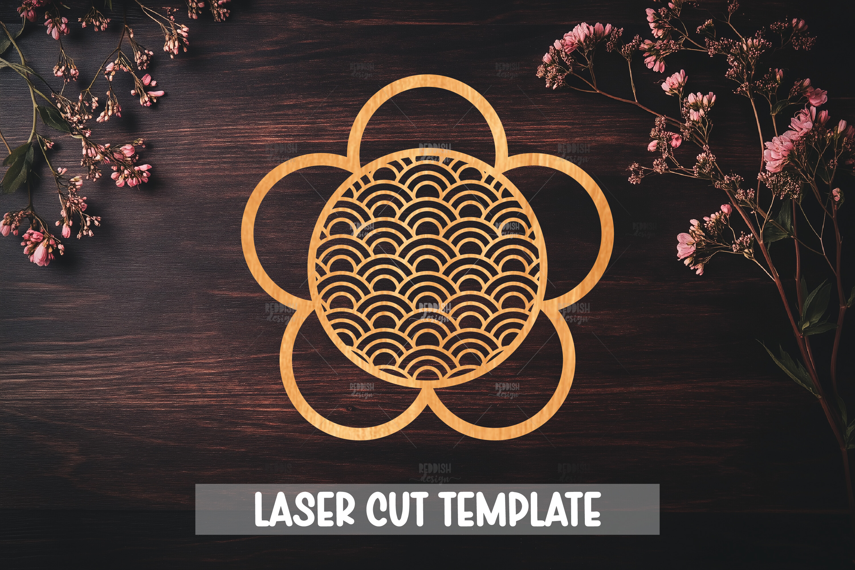Flower Japanese Wave Laser Cut Panel · Creative Fabrica