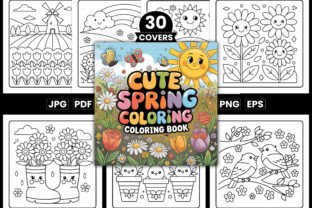 Bold and Easy Cute Spring Coloring Pages Graphic by MH Design Nest ...