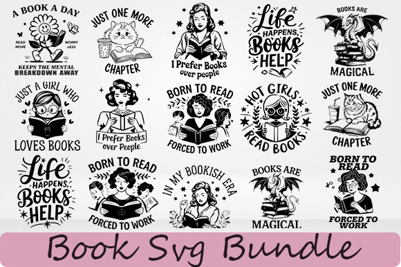 Book Svg Bundle. Graphic by SVG Zone · Creative Fabrica
