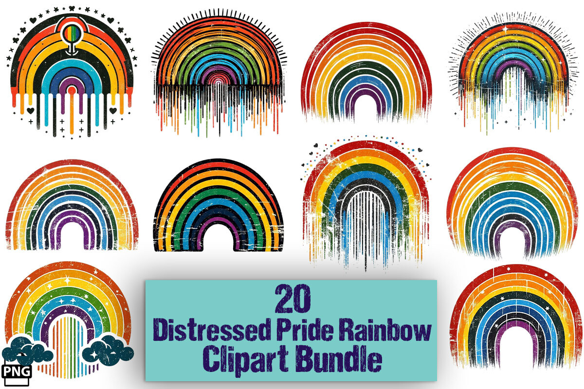 Distressed Pride Rainbow Clipart Bundle Graphic by TrendyCreative ...