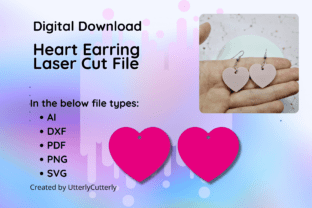 Heart Earring Laser Cut File- Svg, Dxf, · Creative Fabrica