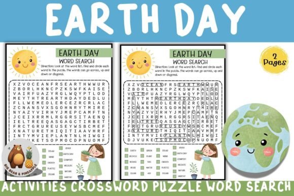 Earth Day Activities Word Search Graphic by METINEE ART WORK · Creative ...