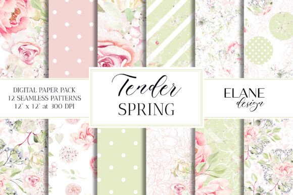 Floral Digital Paper, Wedding Flowers Graphic by ElaneDesign · Creative ...