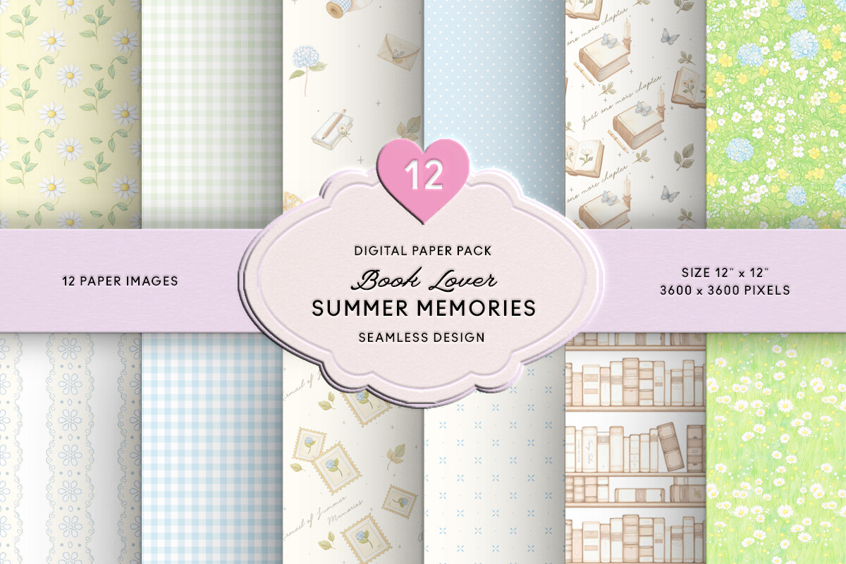 Book Lover Summer Garden Digital Paper Graphic by Petite Meadow ...