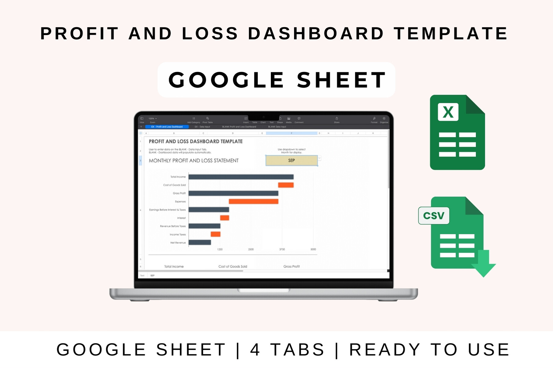 Profilt and Loss Dashboard Google Sheet Graphic by Realtor Templates ...