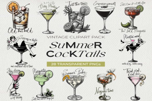Summer Cocktails Clipart Pack – PNG Graphic by NadineStore · Creative ...