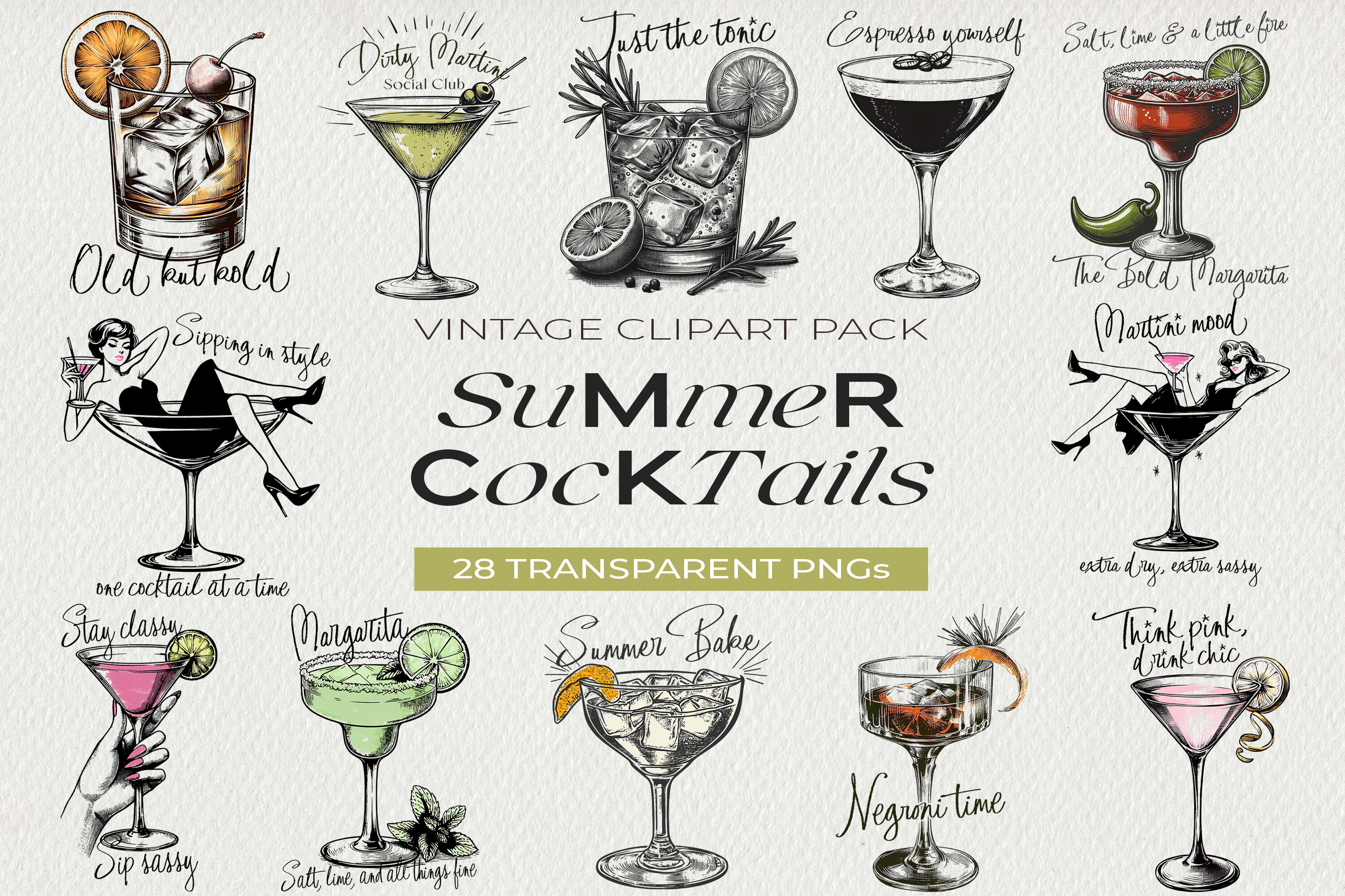 Summer Cocktails Clipart Pack – PNG Graphic by NadineStore · Creative ...