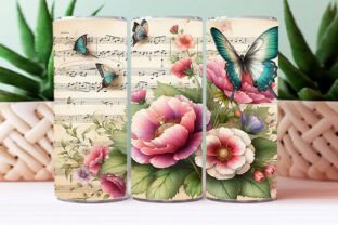 Butterfly with Flowers Music Sheet Tumb Graphic by Samira777 · Creative ...