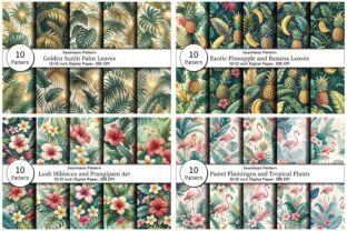 Tropical Paradise Digital Paper Bundle Graphic by Design Store ...
