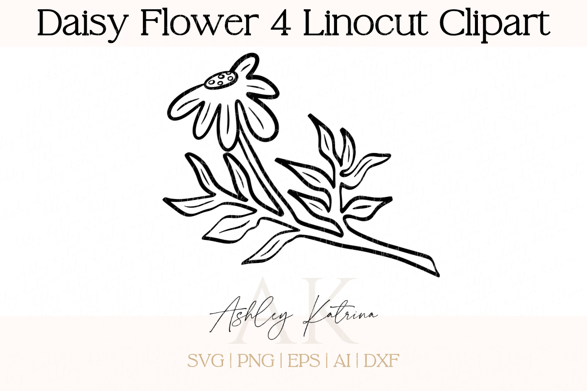 Daisy Flower 4 Pretty Linocut Clipart Graphic by AshleyKatrina ...