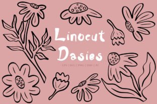 Daisy Flower 4 Pretty Linocut Clipart Graphic by AshleyKatrina ...
