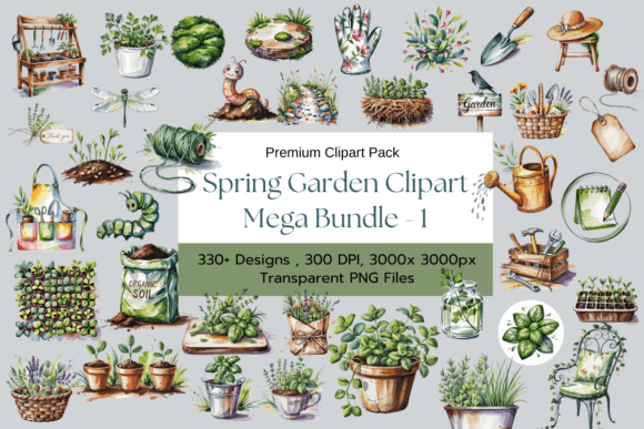 Spring Garden Clipart Mega Bundle -Vol.1 Graphic by Dream Floral Studio ...