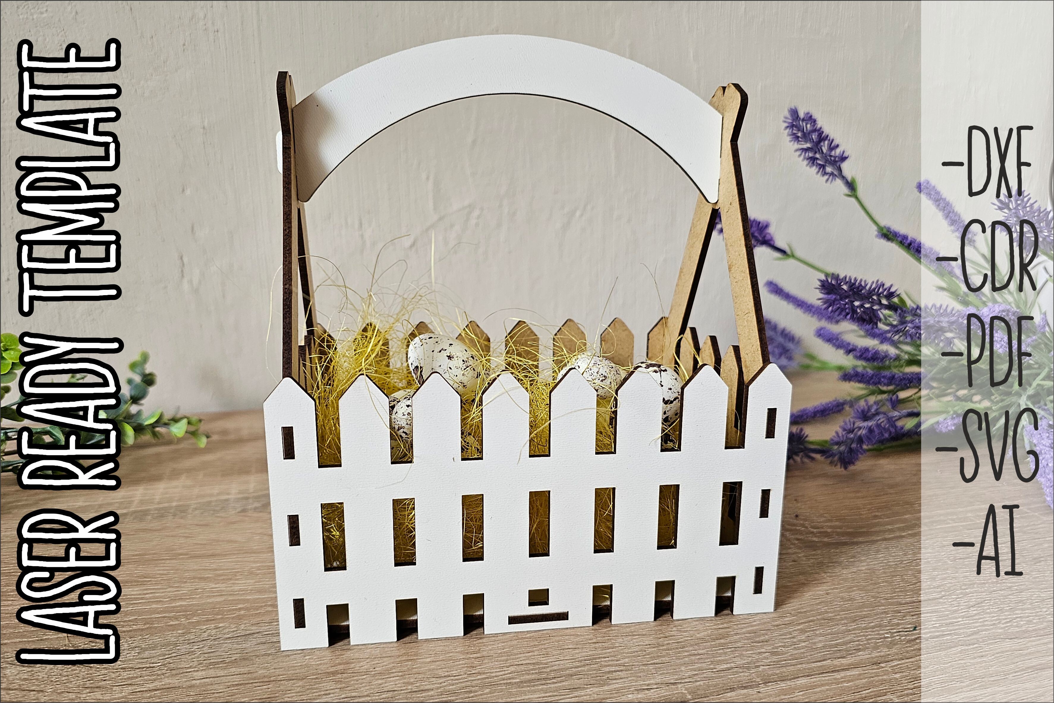 Easter Basket SVG Laser Cut Fence Design · Creative Fabrica